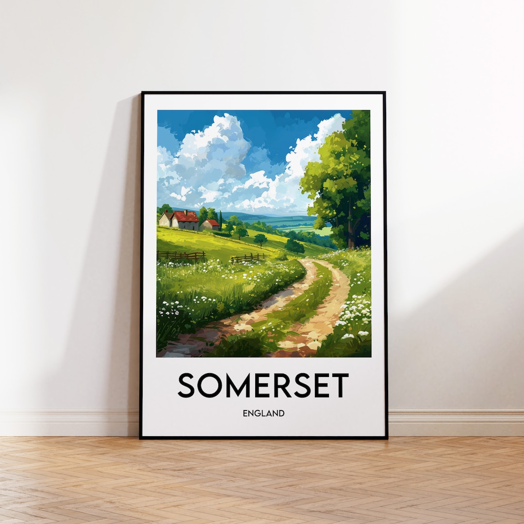 Somerset Poster, Somerset Art Print, Somerset England, Vintage Travel ...