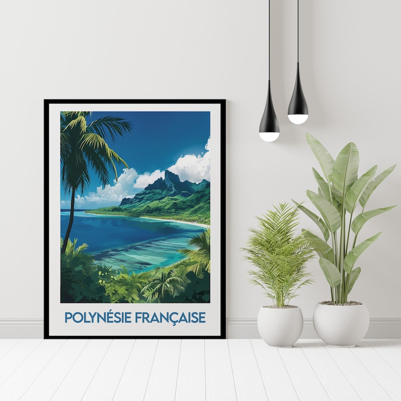 French Polynesia Poster, French Polynesia Illustration, Vintage Travel ...