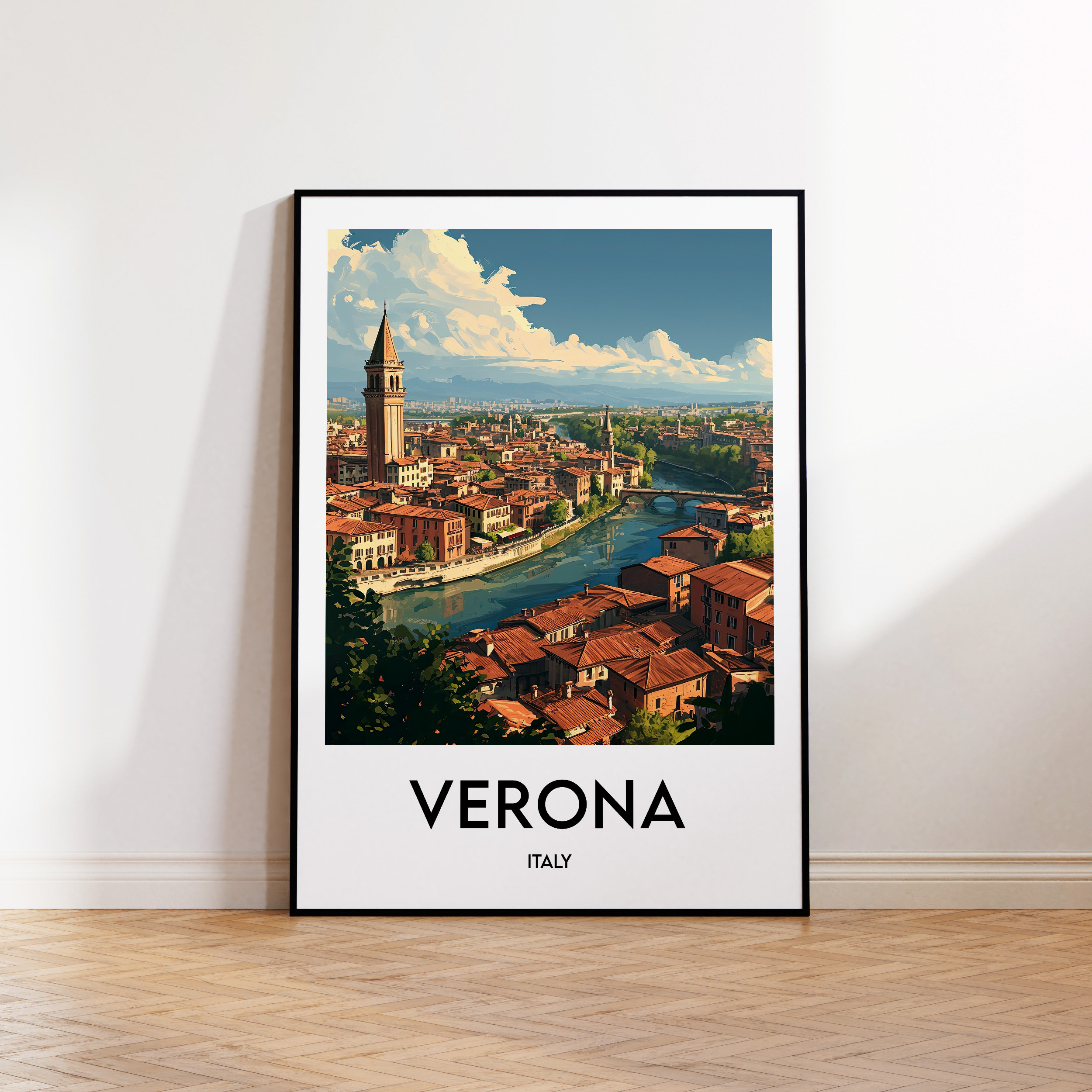 Verona Reiseposter, Verona Kunstdruck, Verona Italien, Verona Italia ...