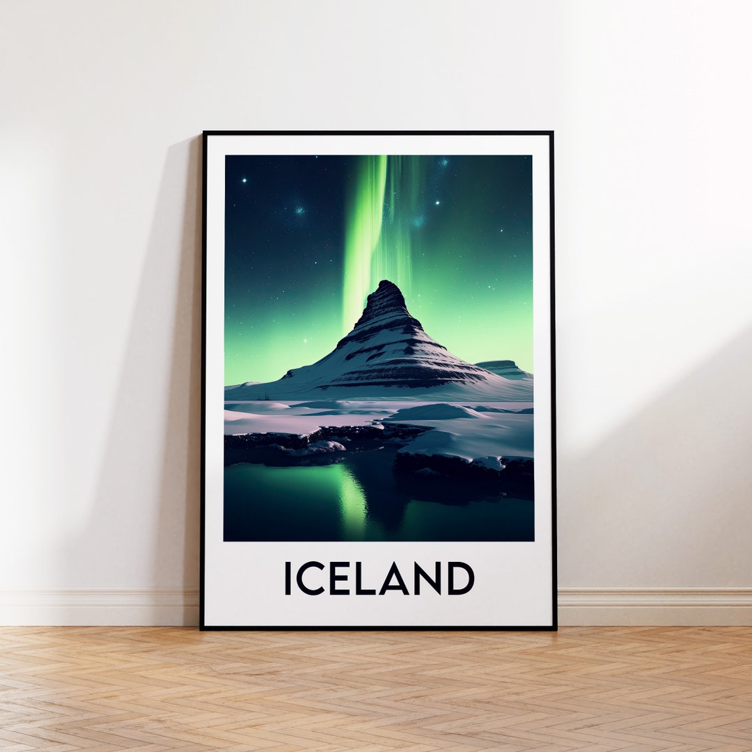 Iceland Poster, Iceland Print, Iceland Illustration, Kirkjufell Iceland ...