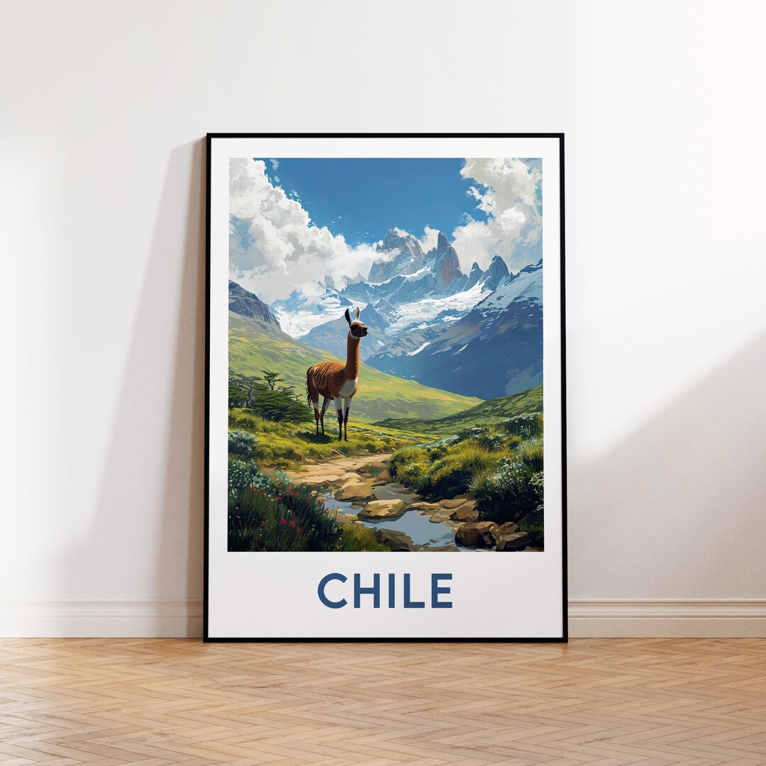 Chile Poster, Chile Art Print, Chile Customizable, Vintage Travel ...