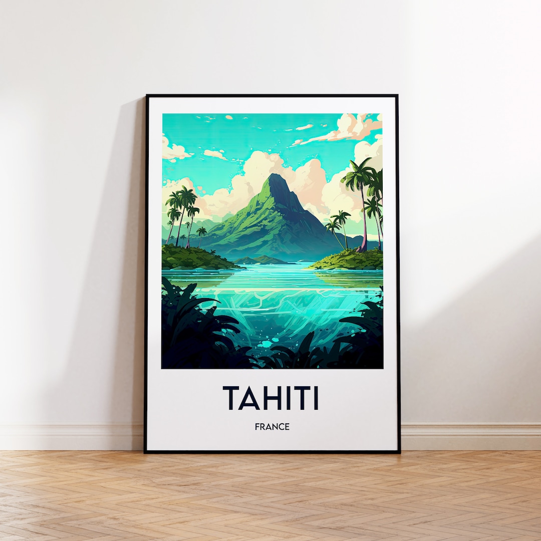 Tahiti Poster, Tahiti Print, Tahiti Illustration, France Gift, Vintage ...