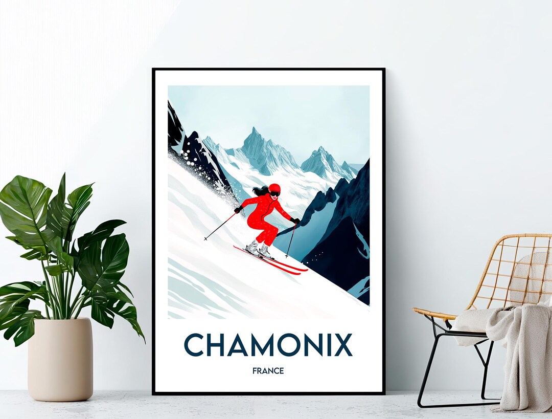 Chamonix Poster SKI, Chamonix Art Print RESORT, Chamonix France Resort ...