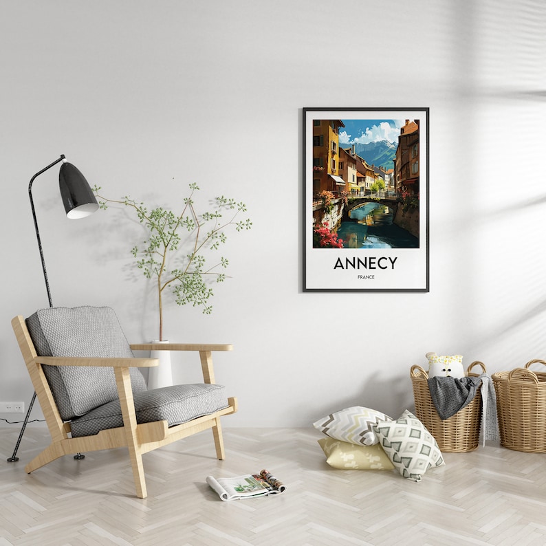 Annecy Travel Poster, Annecy Art Print, Lake Annecy Illustration ...