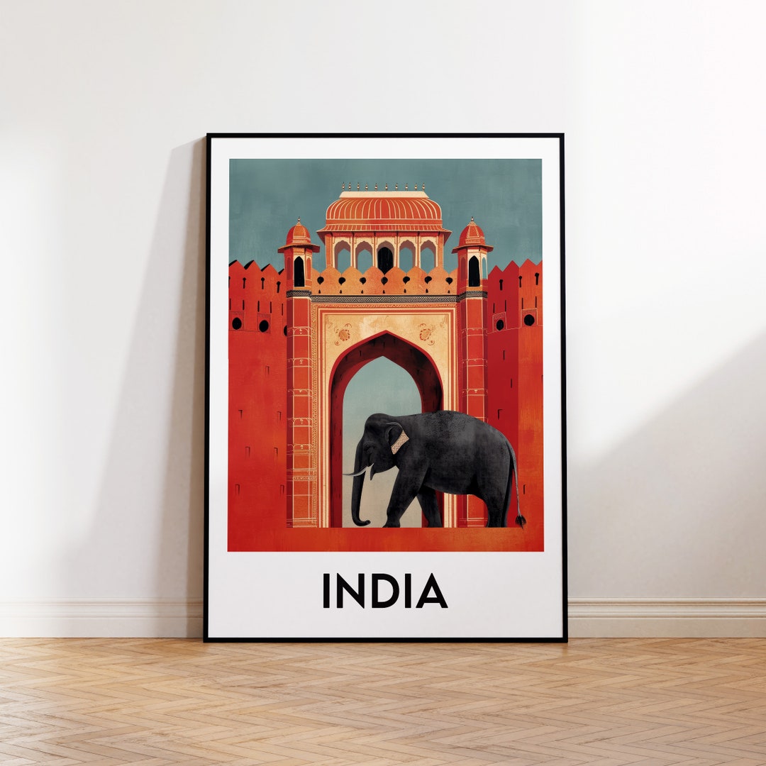 India Poster, India Art Print, India Customizable, India Elephant ...