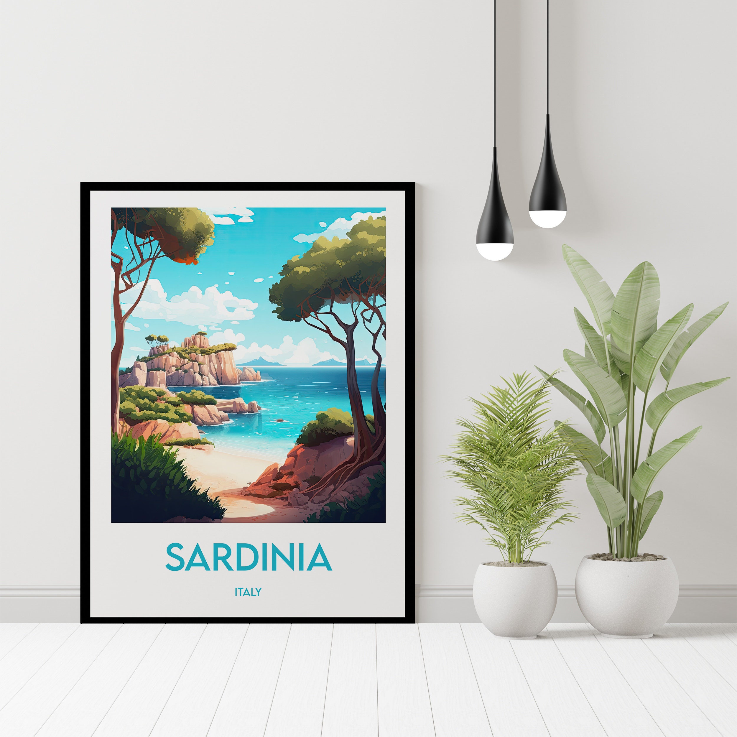 Sardinia Poster, Sardinia Art Print, Sardegna Gift, Italy Wall Art ...