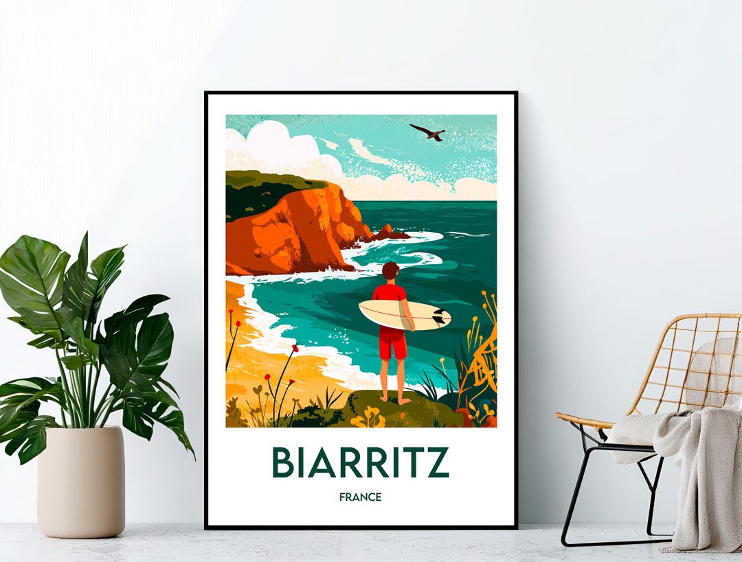 Biarritz Poster, Biarritz Art Print, Biarritz France Surf, Biarritz ...