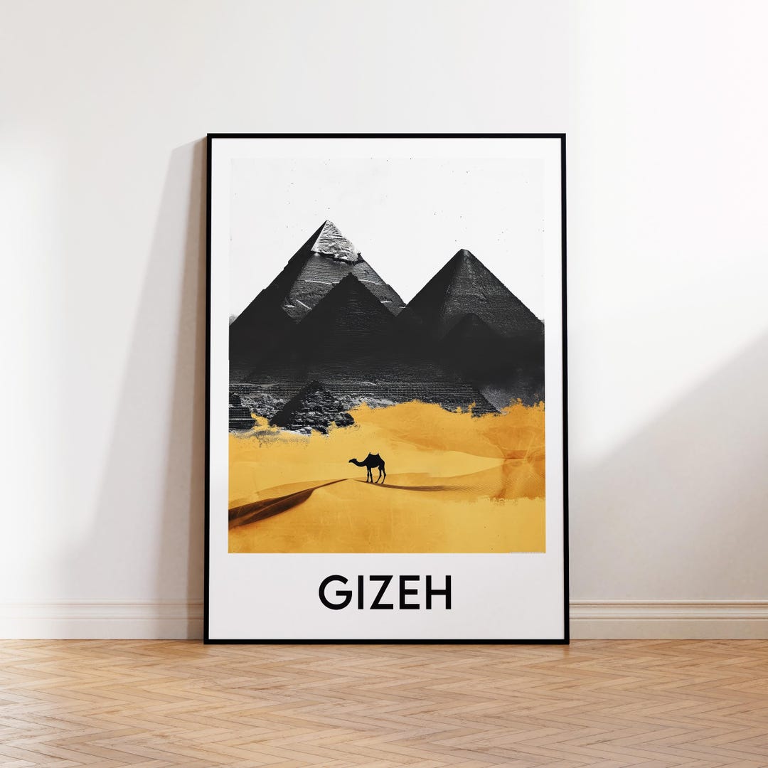 Giza Poster, Pyramid of Giza Art Print, Giza Egypt Customizable ...