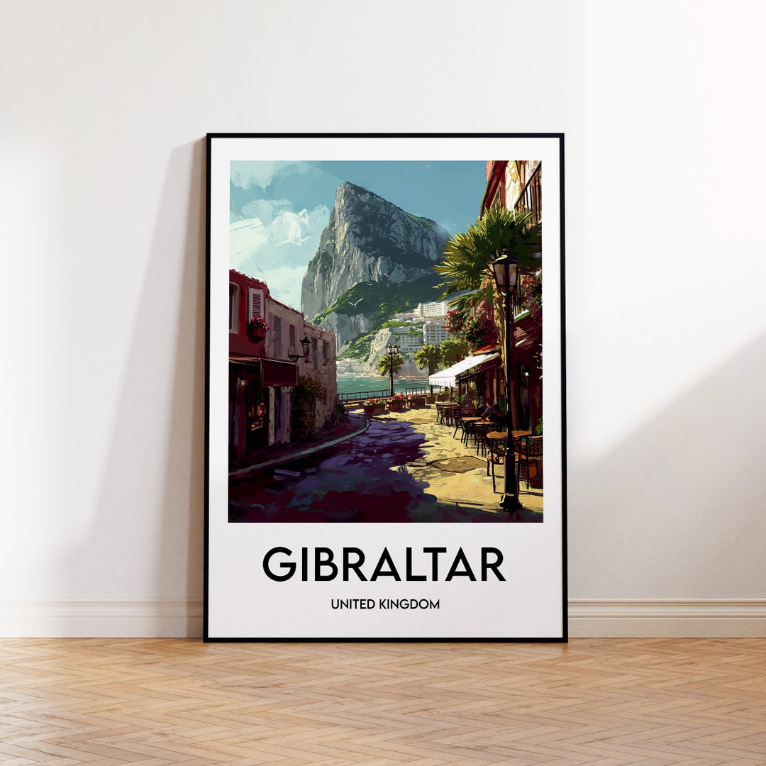 Gibraltar Poster, Gibraltar Art Print, Gibraltar Illustration, Vintage ...