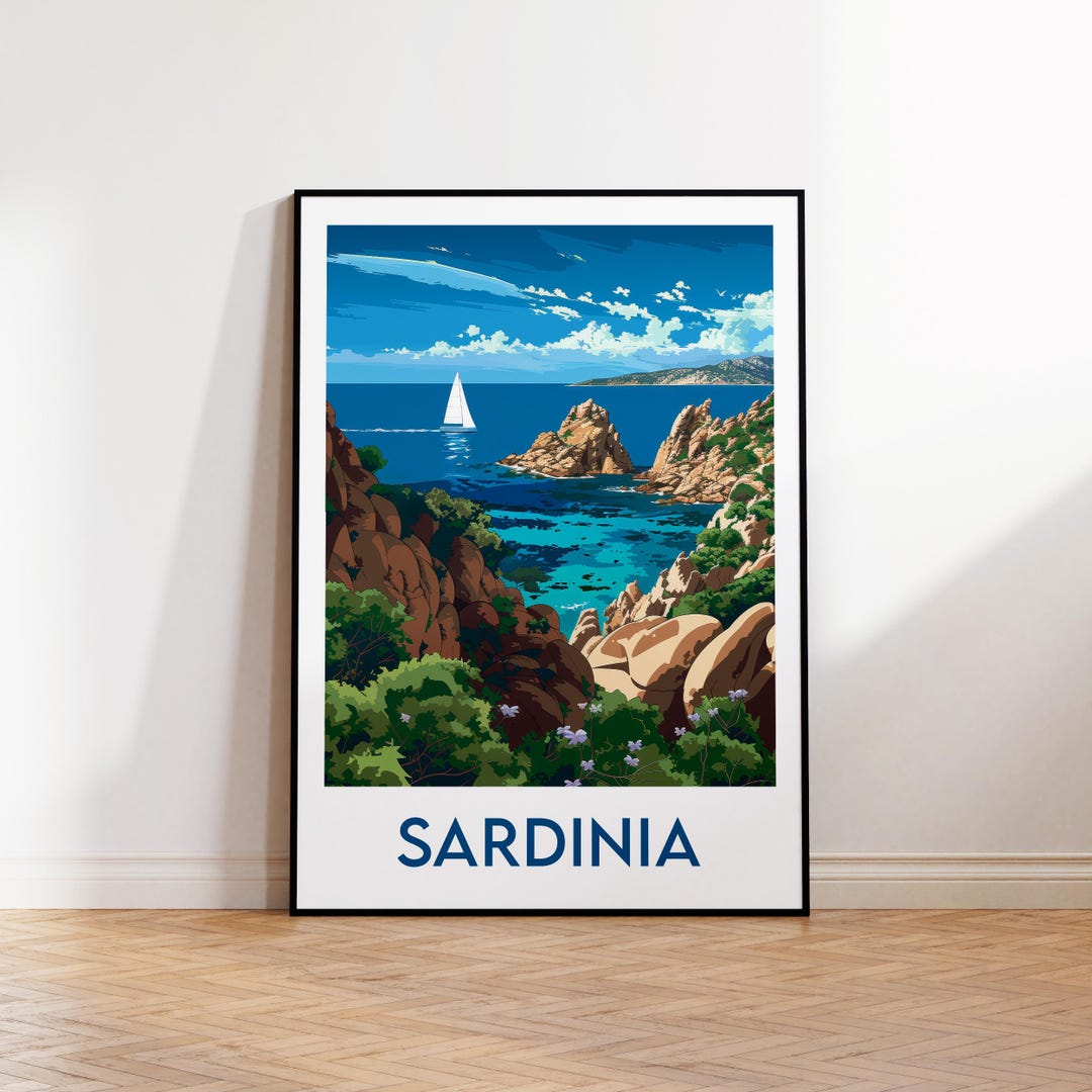 Sardinia Poster, Sardinia Art Print, Sardinia Italy, Vintage Travel ...