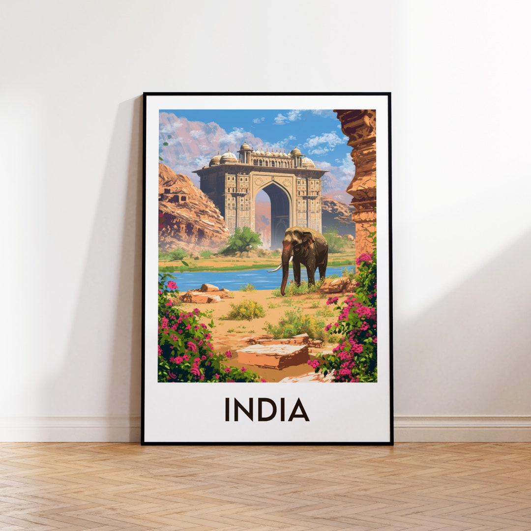 India Poster, India Art Print, India India Gujarat, Vintage Travel ...
