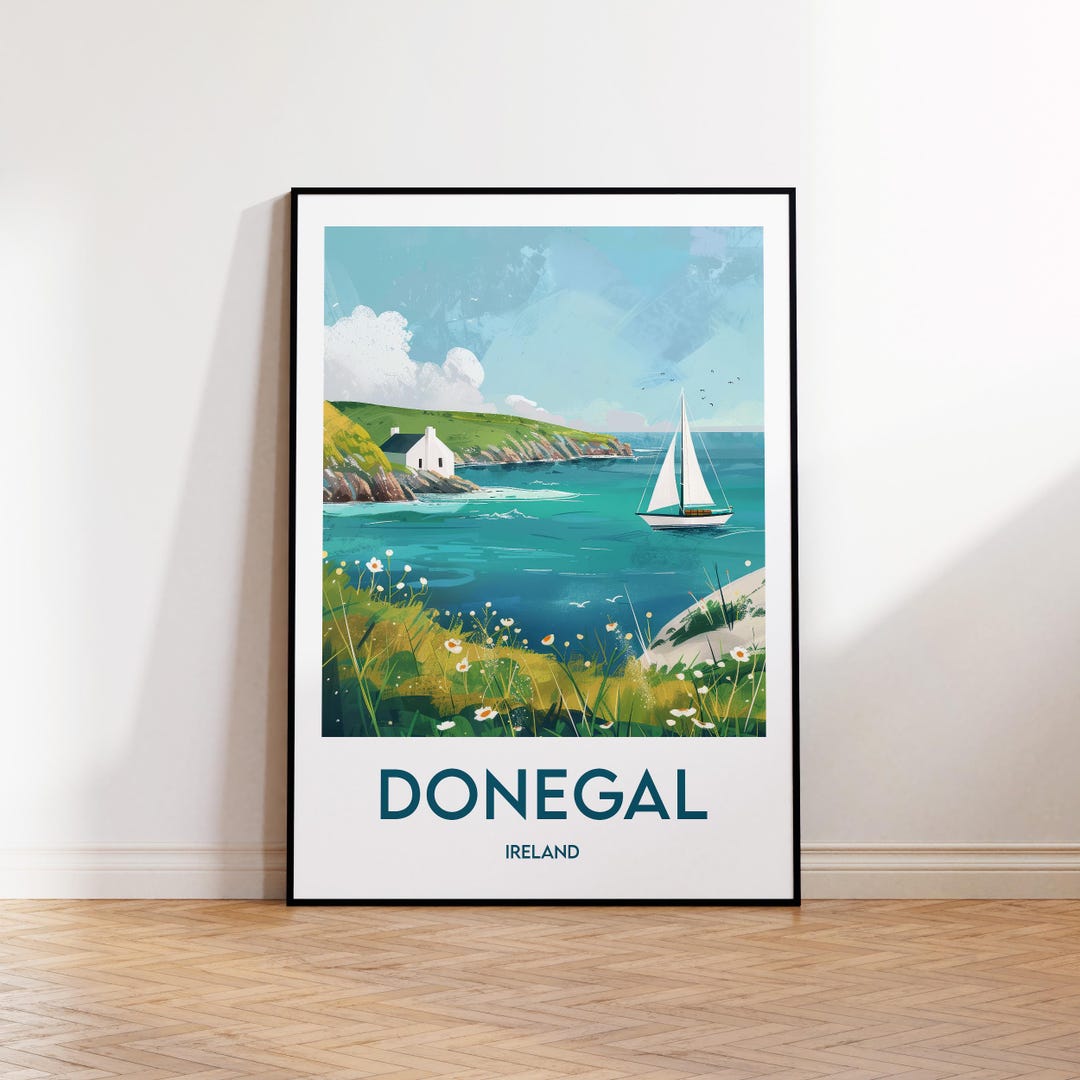 Donegal Poster, Donegal Art Print, Contae Dhún Na Ngall, Vintage Travel ...