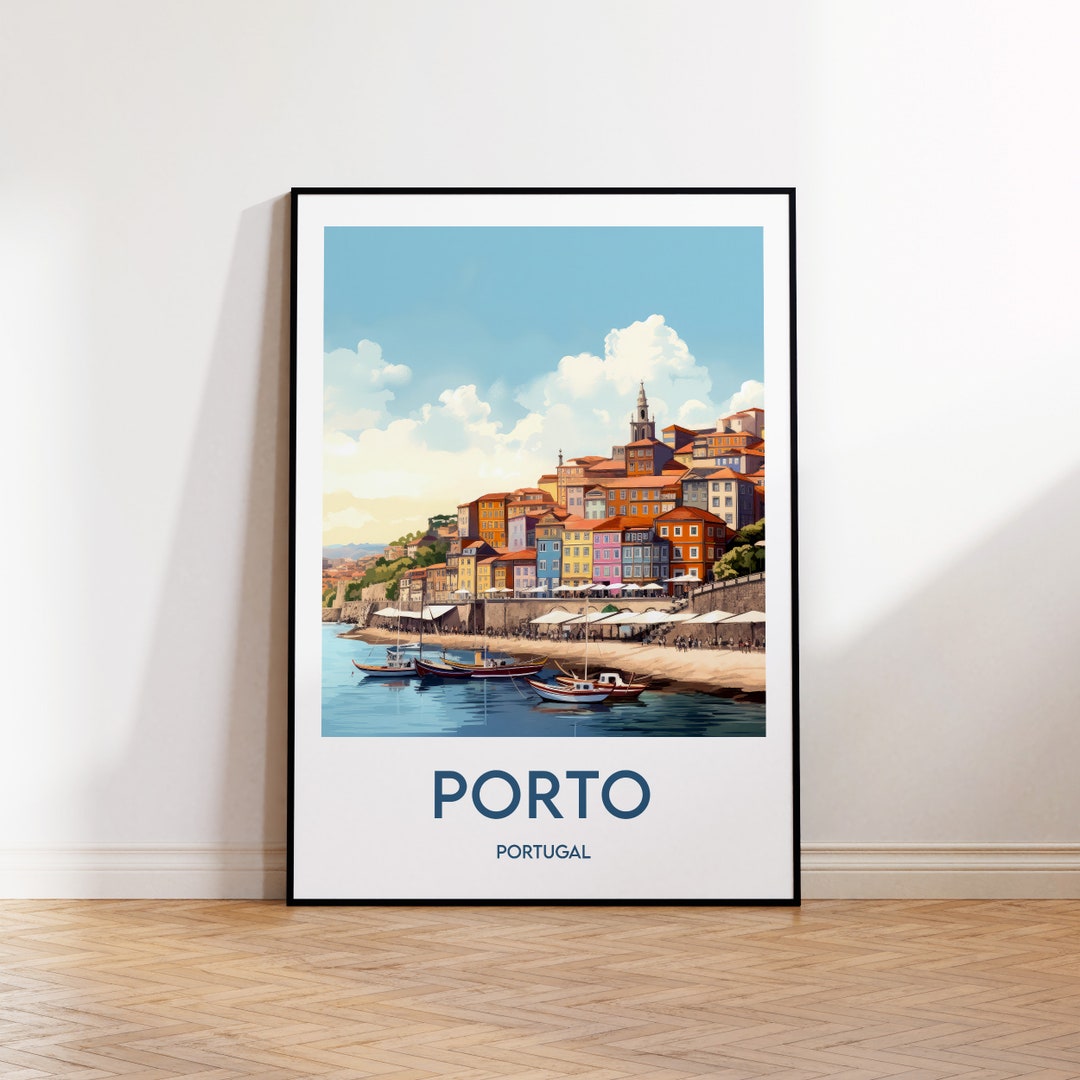 Porto Print, Porto Poster, Porto Wall Art, Portugal Retro Travel Poster ...