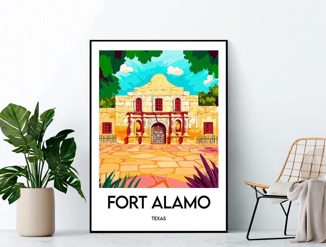 Fort Alamo Poster, Fort Alamo Art Print, Fort Alamo USA Texas, Vintage ...