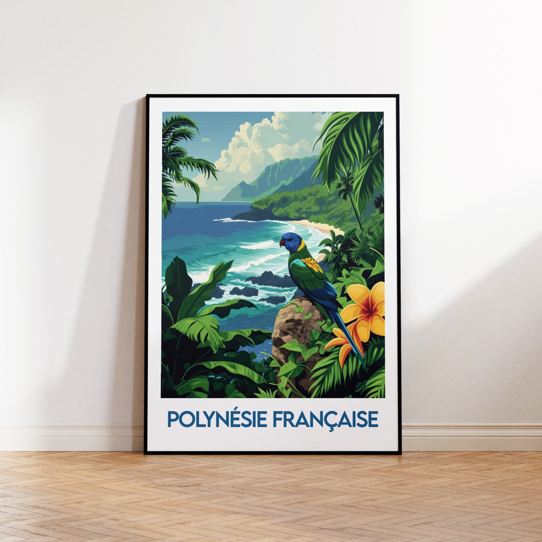 French Polynesia Poster, Polynesia France Art Print, Vintage Travel ...