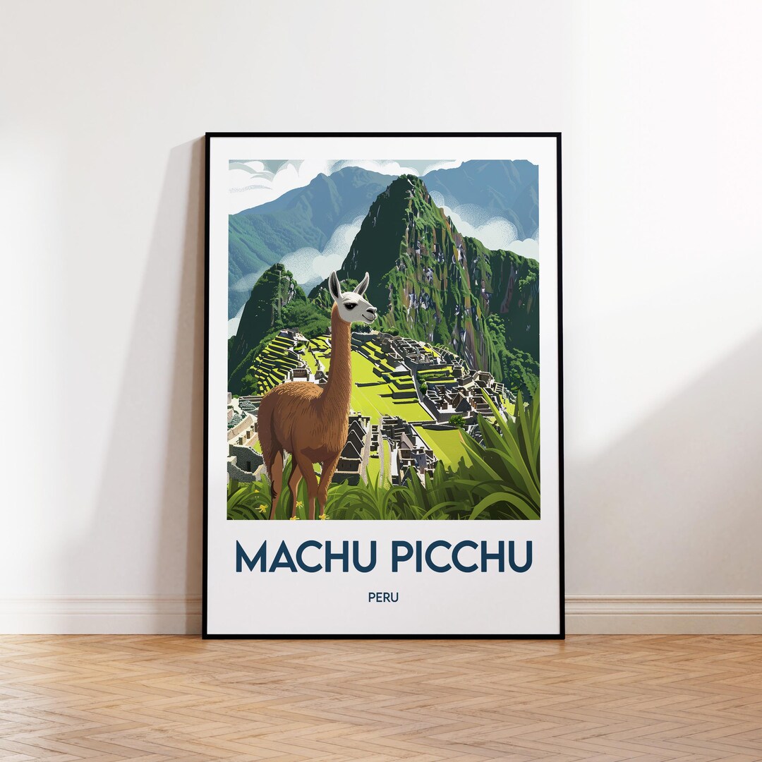 Machu Picchu Poster, Machu Picchu Peru Print, Machu Picchu Illustration ...