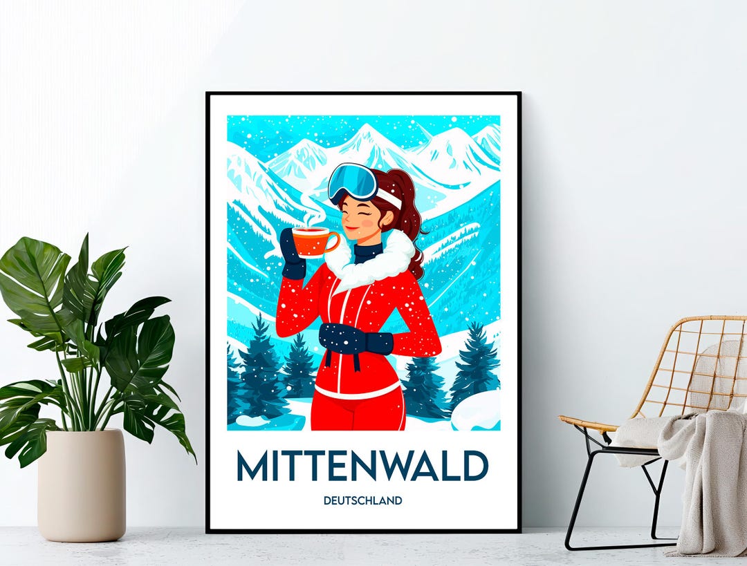 Mittenwald Poster SKI, Mittenwald Art Print RESORT, Germany Mittenwald ...