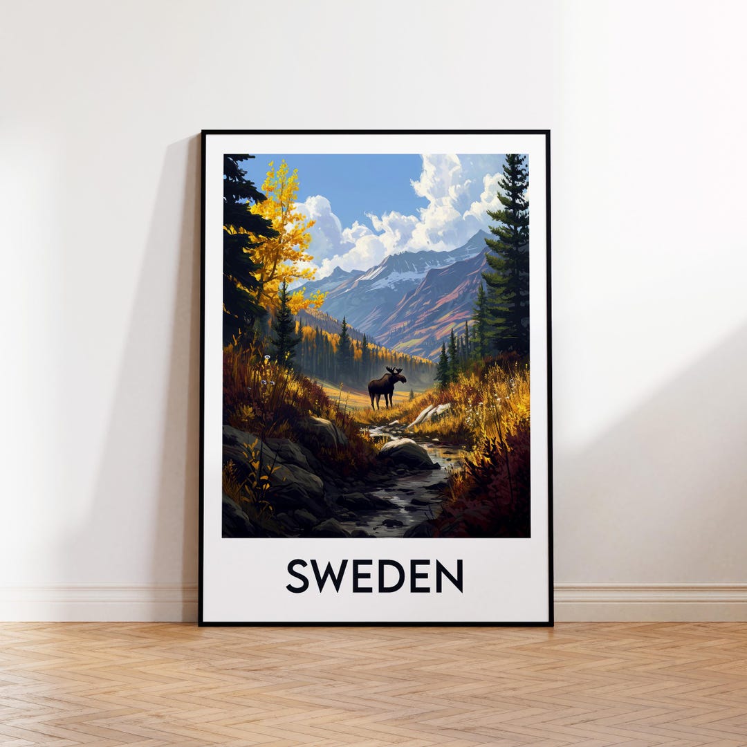 Sweden Poster, Sverige Art Print, Sweden Customizable, Vintage Travel Poster, Sweden Gift ...