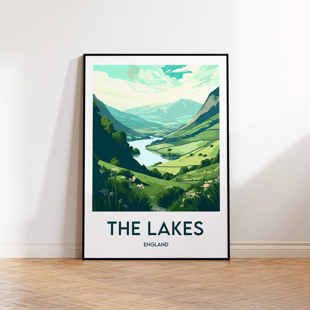 The Lake District Poster, the Lakes Print, the Lakes England, Keswick ...