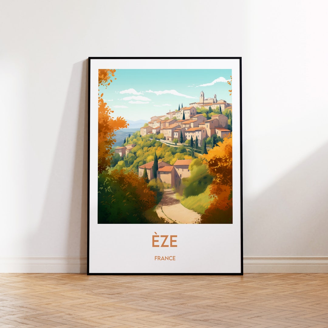 Eze Poster, Èze Art Print, Eze Gift, Provence Wall Art, Eze Village ...