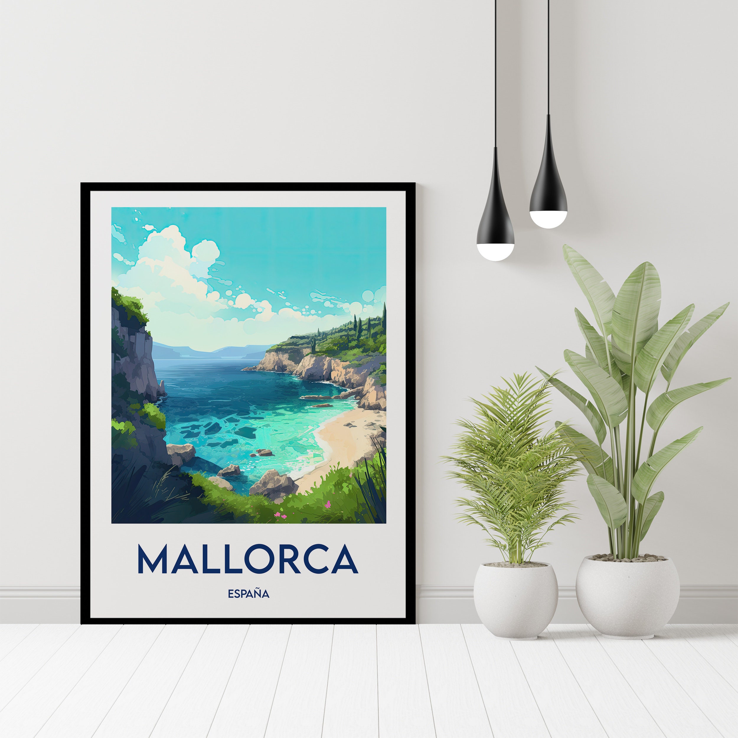 Mallorca Poster, Mallorca Spain Print, Mallorca Illustration, España ...