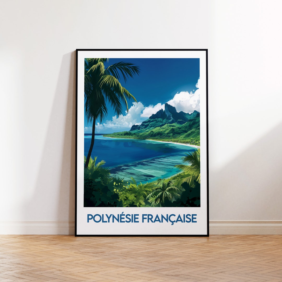French Polynesia Poster, French Polynesia Illustration, Vintage Travel ...