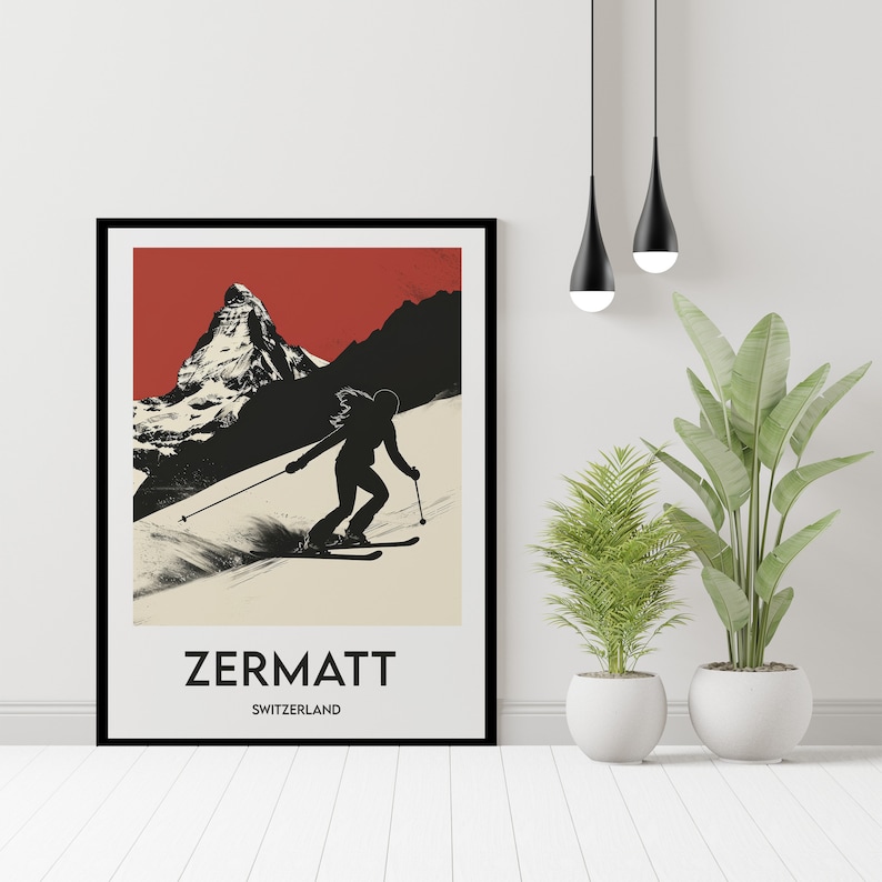Zermatt Poster, Zermatt Art Print, Zermatt Switzerland SKI RESORT ...