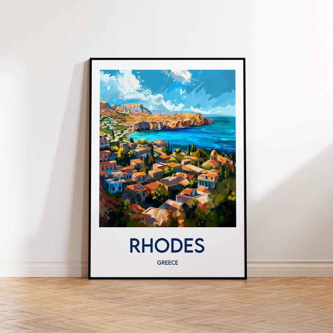 Rhodes Poster, Rhodes Art Print, Rhodes Island, Rhodes Greece Gift ...