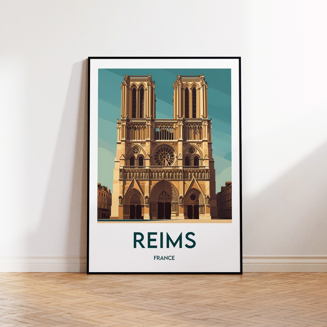 Reims Cathedral, Reims Poster, Reims Art Print, Reims Gift, Vintage ...