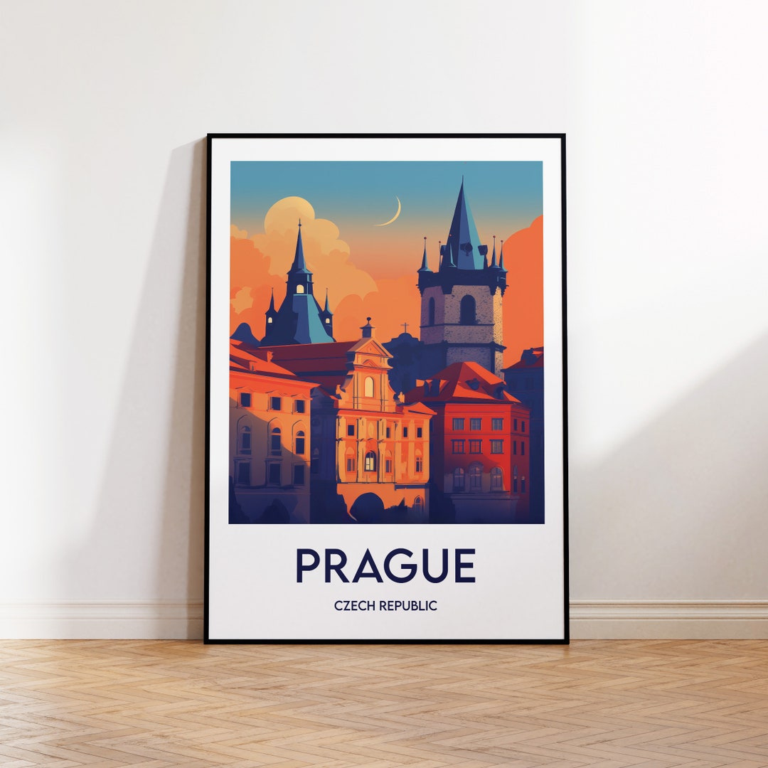 Prague Print, Praha Poster, Prague Wall Art, Bohemia Retro Travel ...