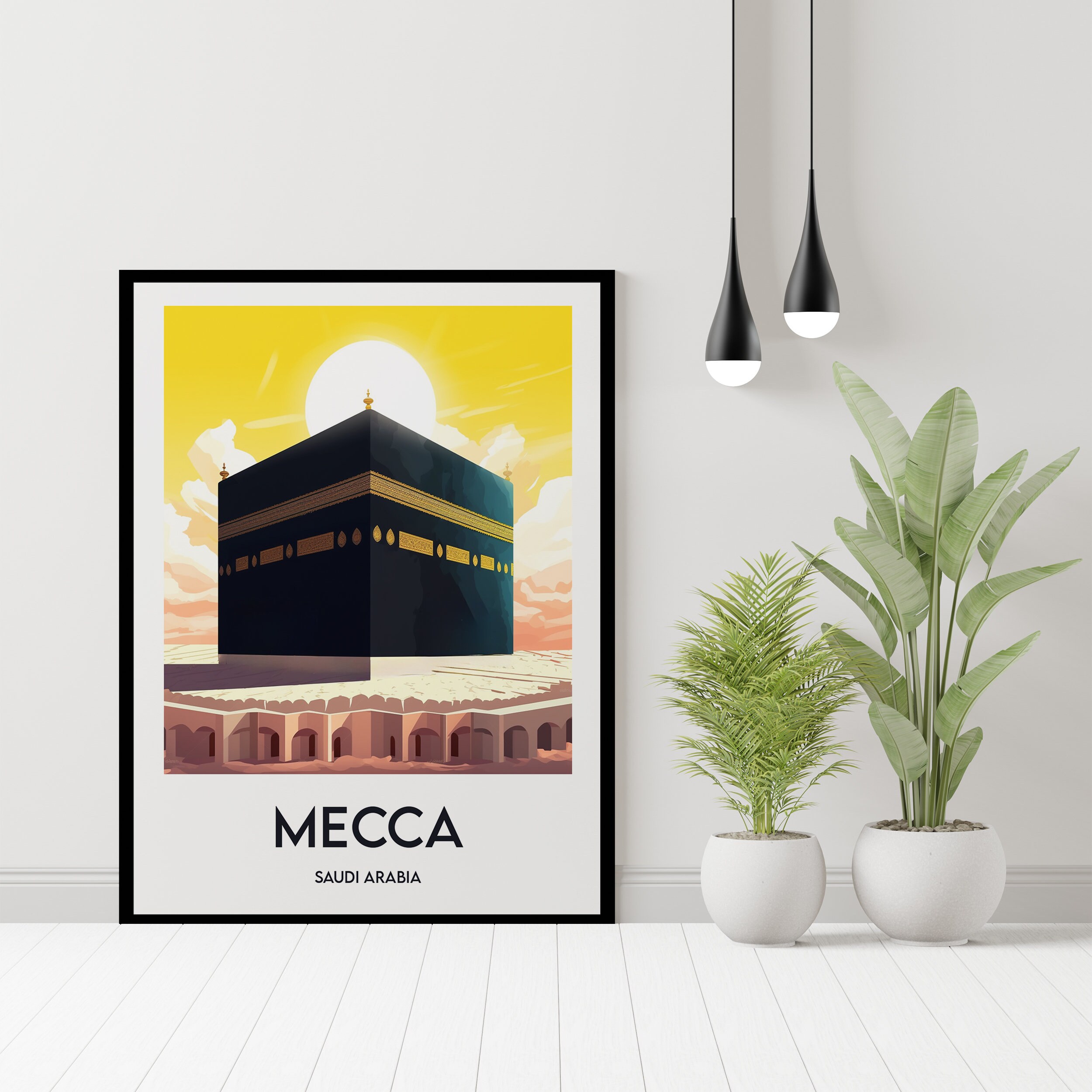 Mecca Print, the Kaaba Poster, the Kaaba Wall Art, Saudi Arabia Retro ...