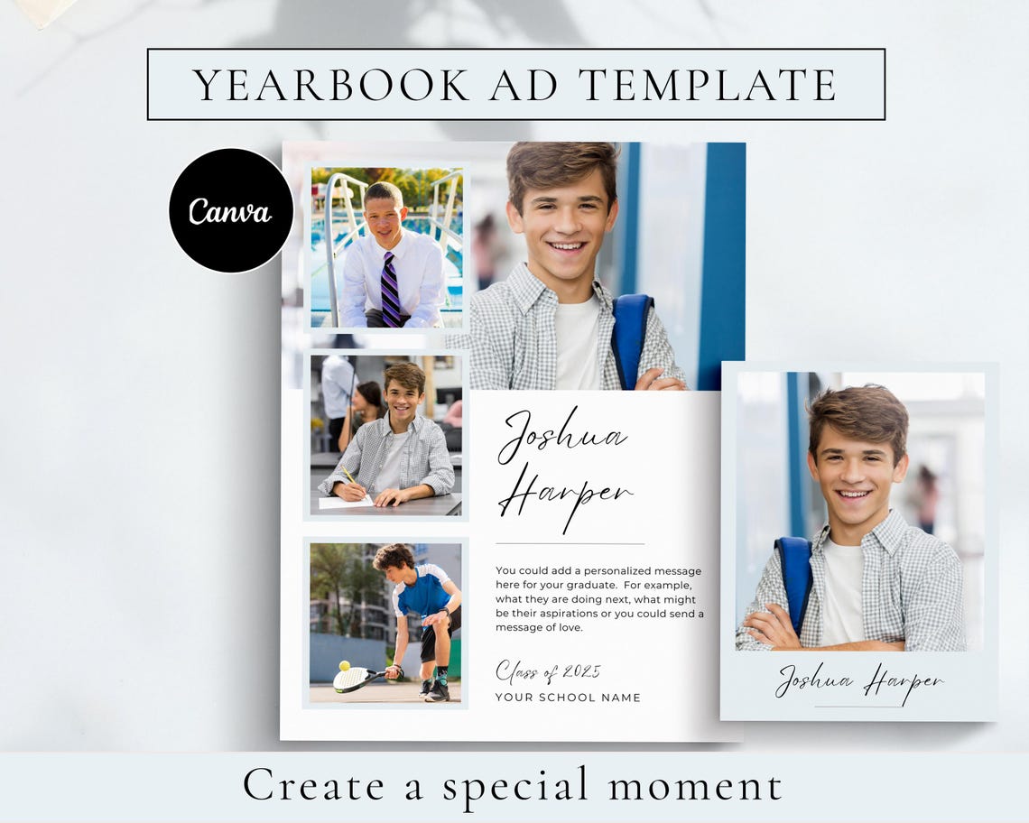 Yearbook Template, Yearbook Dedication Template, Canva Yearbook Ad ...
