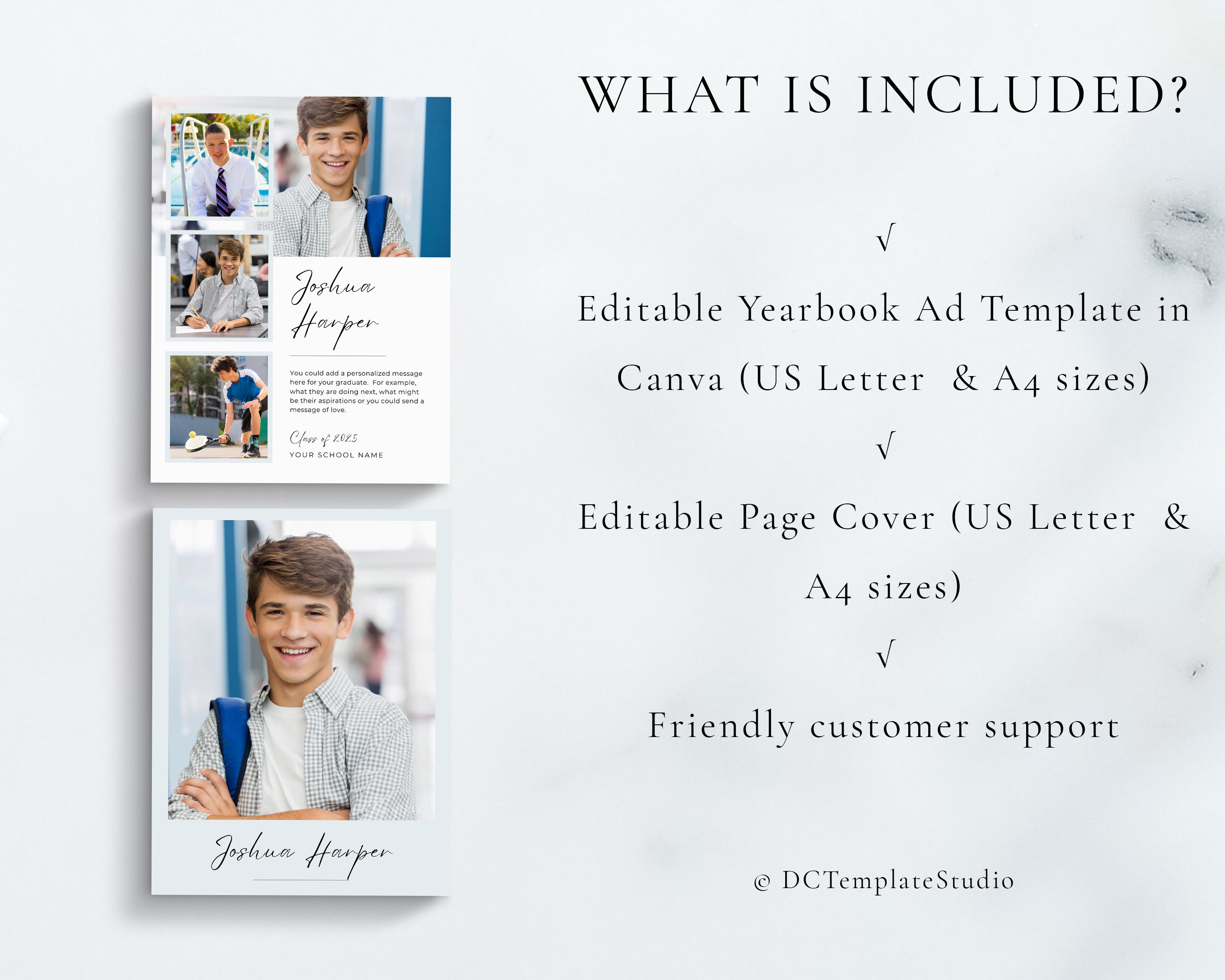 Yearbook Template, Yearbook Dedication Template, Canva Yearbook Ad ...