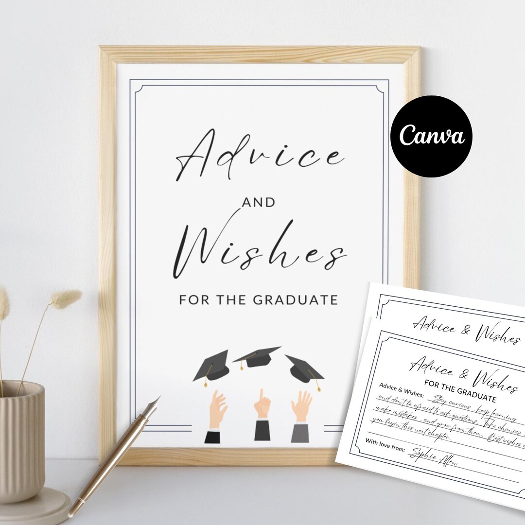 Graduate Advice and Wishes Sign Template, Printable Graduation Card ...