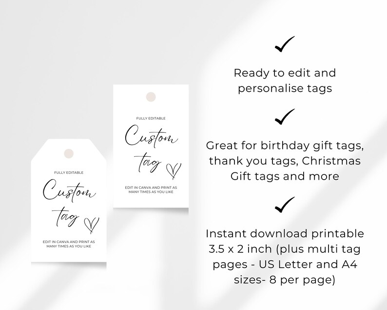 Editable Tags Instant Download, Calligraphy, Custom Tag, Minimalist Tag ...