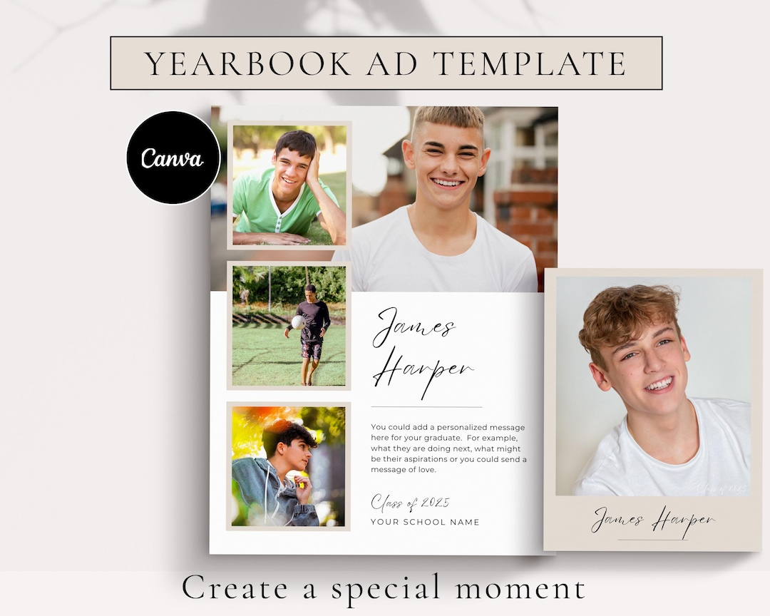 Yearbook Ad Template Canva, Full Page Aesthetic Dedication Design ...