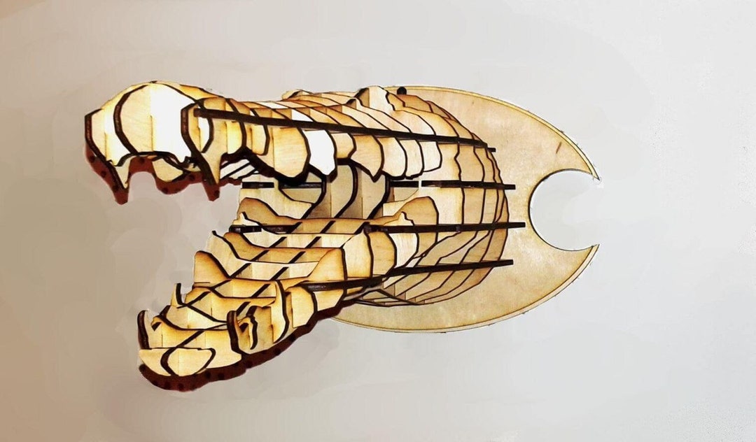 Alligator Head 3D DXF File DIY Craft Template for Wildlife Enthusiasts ...