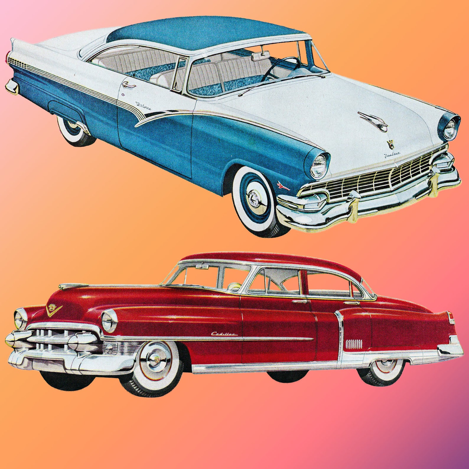Old Vintage 1950s Cars Clip Art PNG Files Journals Ads Advertisements ...