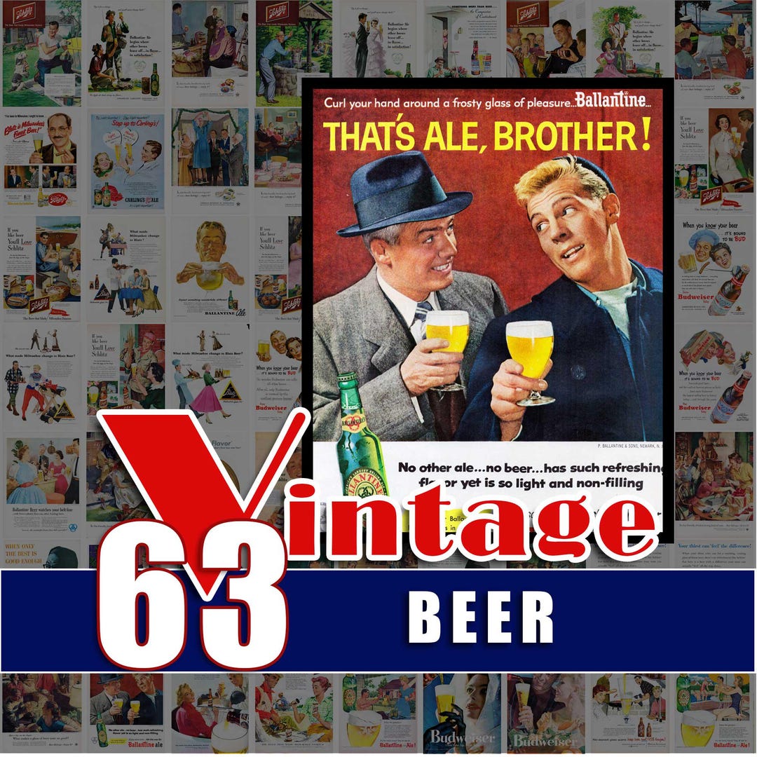Beer Ads Vintage Advertisements 1930s Thorugh 1960s Brewery Decor Art ...