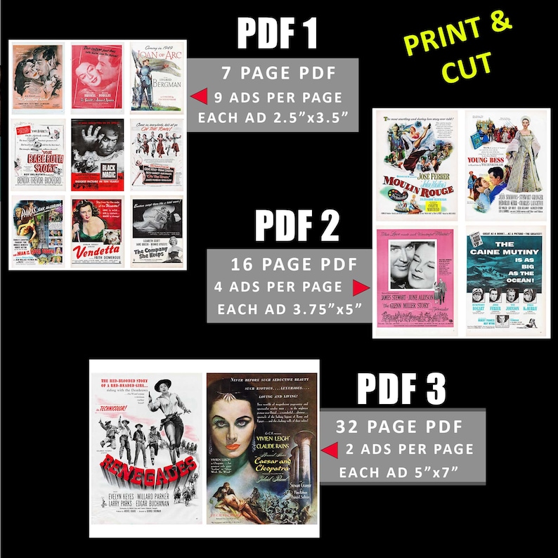 Vintage Movie Advertisements Decor Ads Digital Download Printable Wall ...