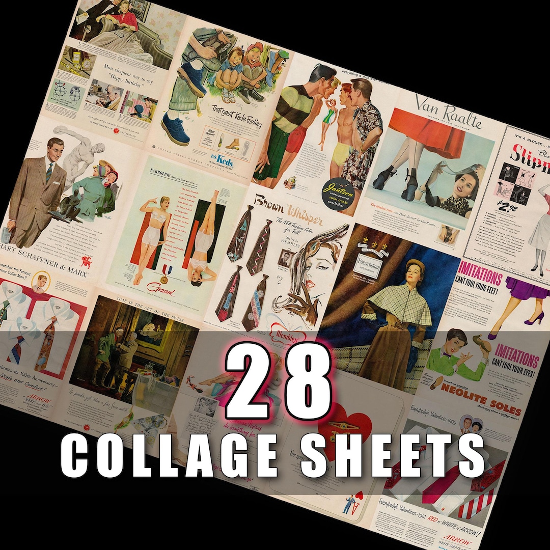 Fashion Ads Collage Sheets, Printable Ephemera (digital Download) - Etsy