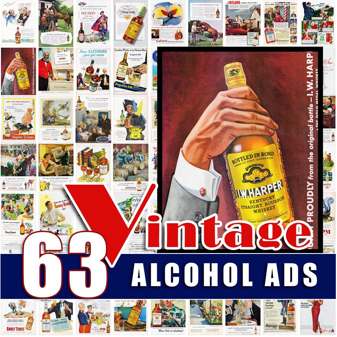 Vintage Alcohol Advertisements Whiskey Ads Decor Digital Download ...
