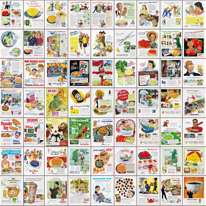 Vintage Food Ads Decor, 1930s-60s Kitchen Art (digital Download) - Etsy