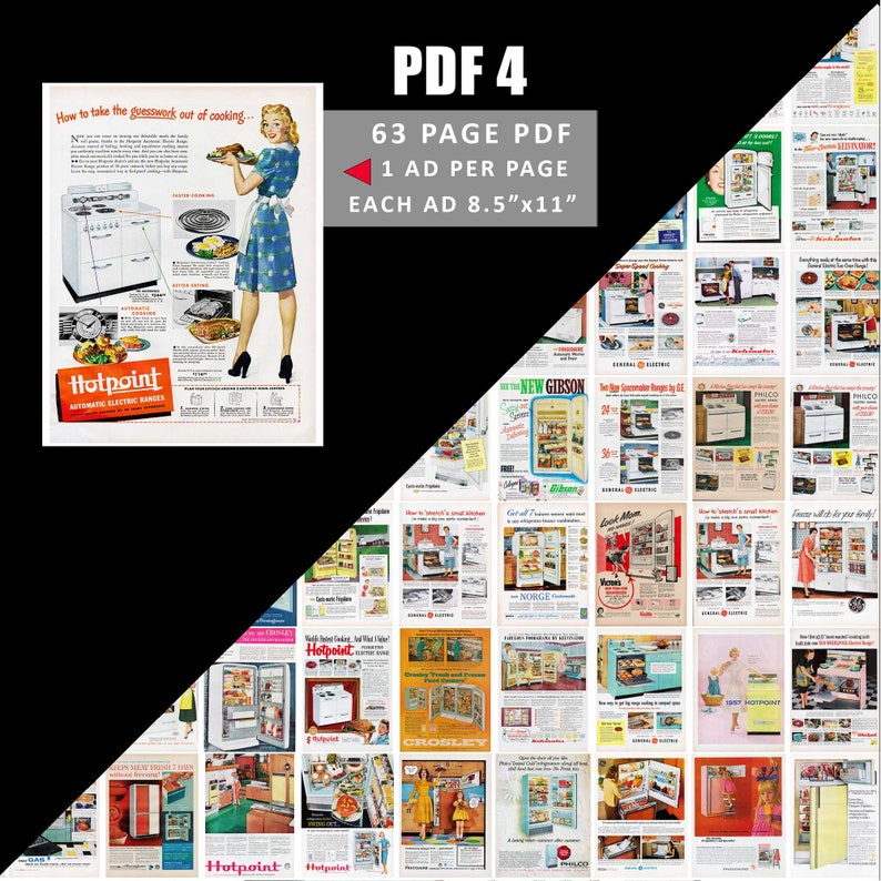 Vintage Kitchen Appliance Advertisements Decor Ads Digital Download ...