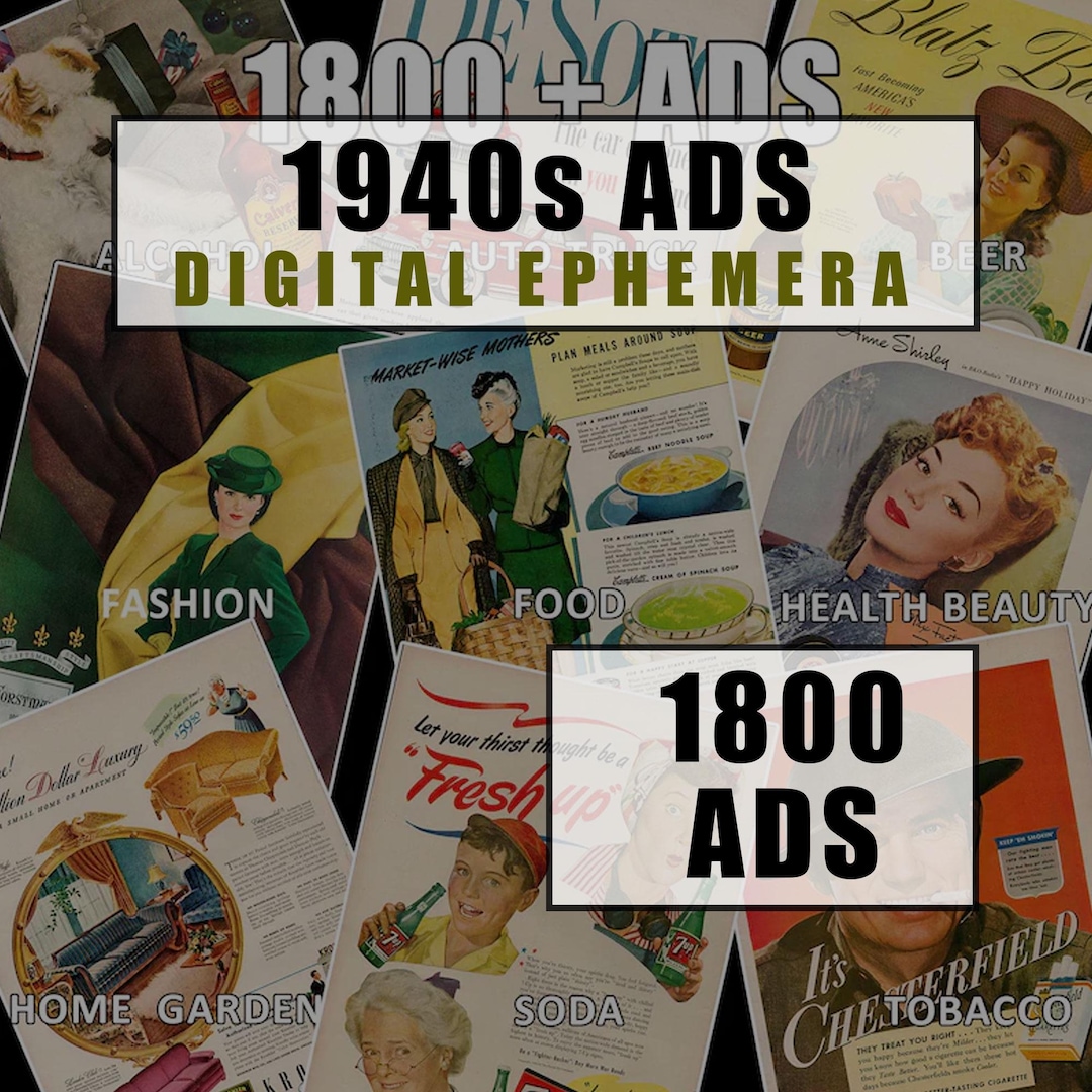 1940s Advertising Ephemera | Vintage Ads for Junk Journals (digital ...