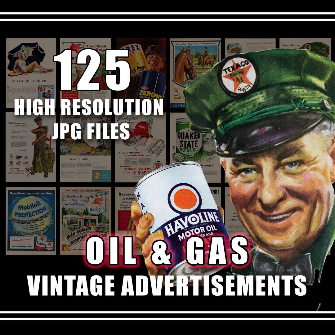 Vintage Advertisements Oil Gas Ads 30s 40s 50s 60s Kitchen Digital ...