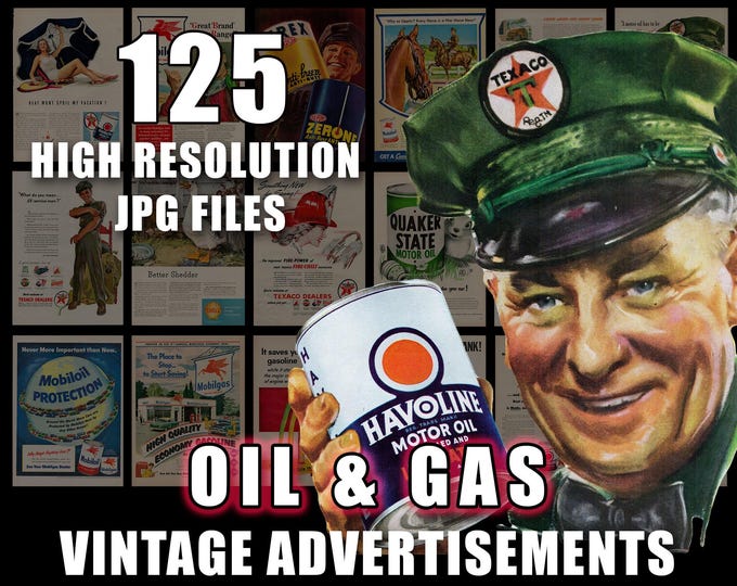 Vintage Advertisements Oil Gas Ads 30s 40s 50s 60s Kitchen Digital ...