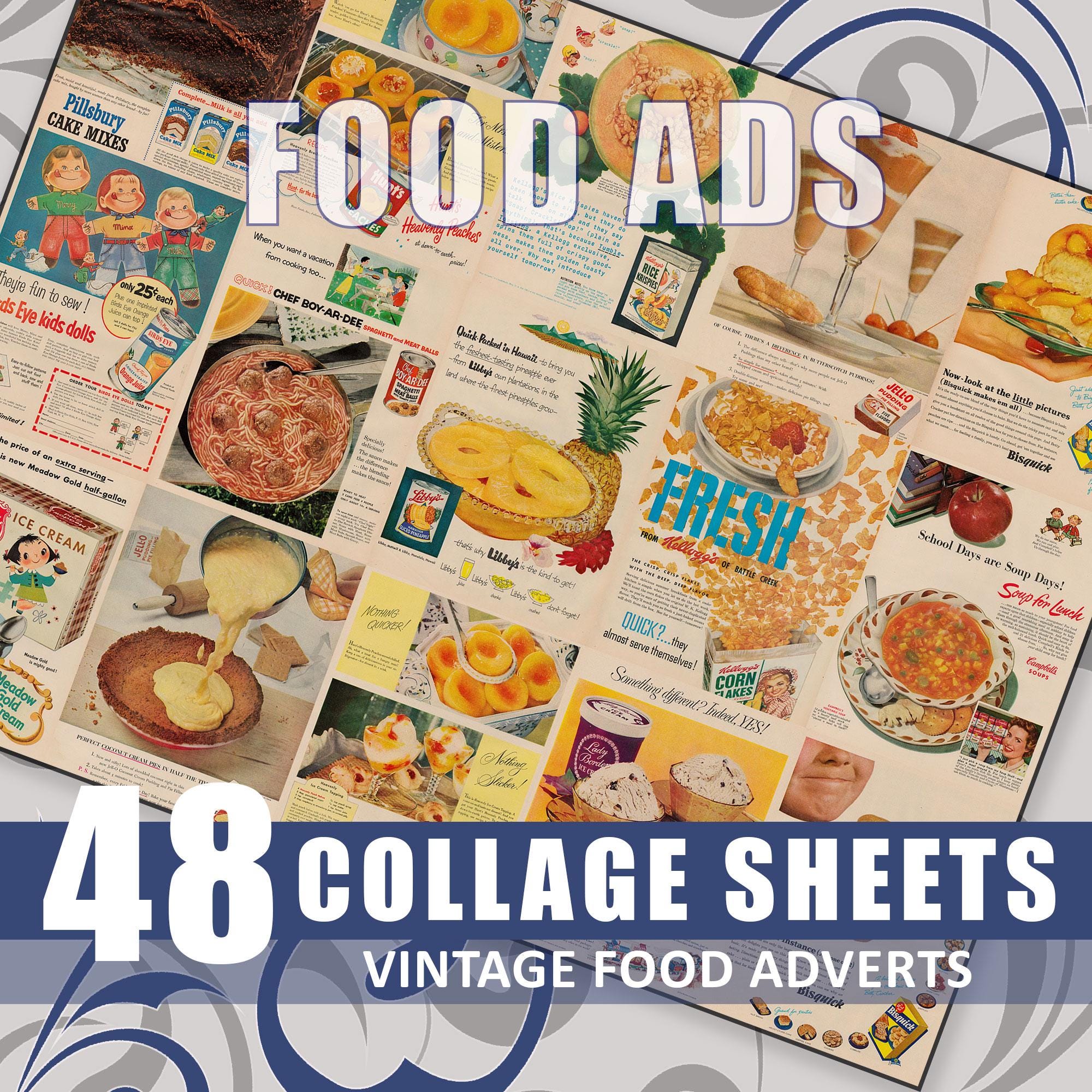 Vintage Food Ads Collage Sheets, Printable Ephemera (digital Download ...