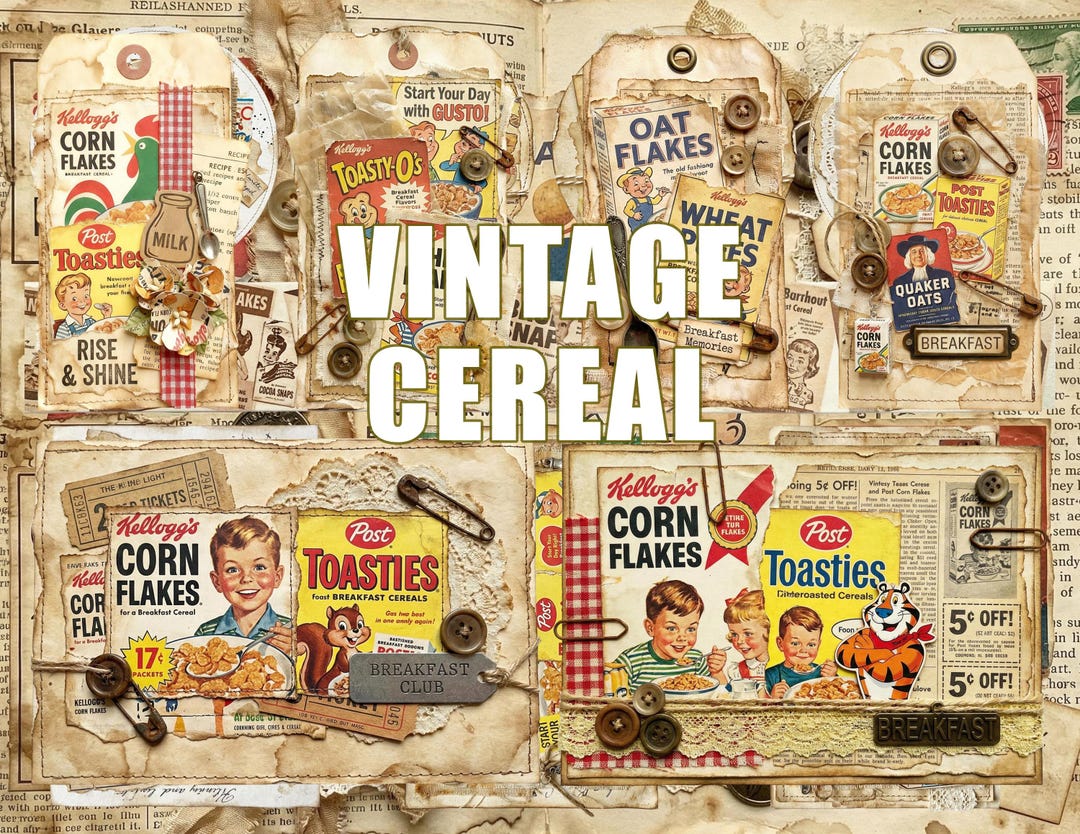 Vintage Breakfast Cereal Advertisements Ads Ephemera: Junk Journal Tags ...