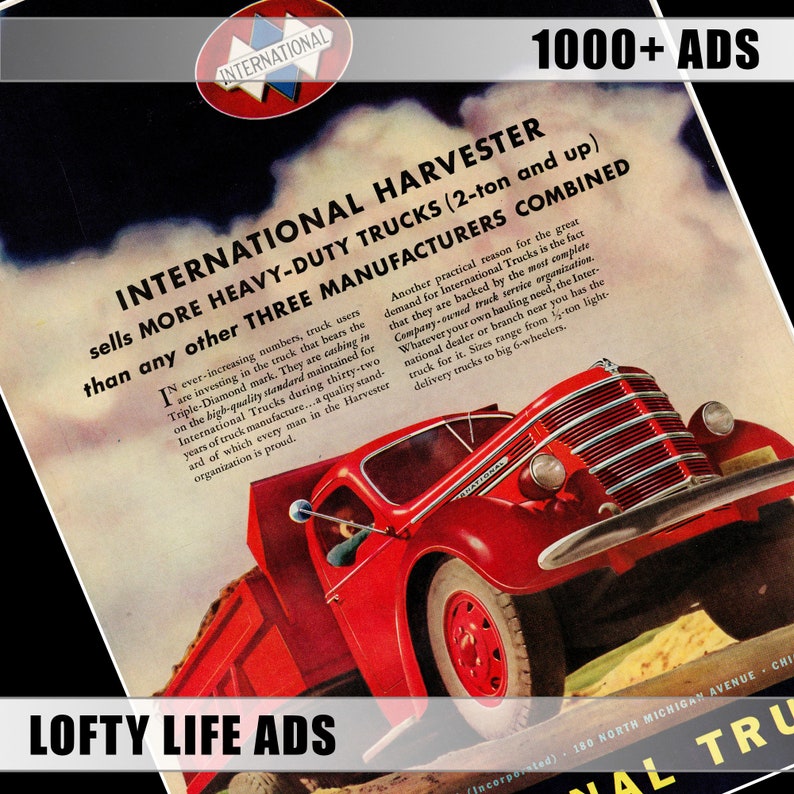 Vintage Advertisements Ads Auto Truck 30s 40s 50s 60s Transportaion Digital Retro Wall Art ...